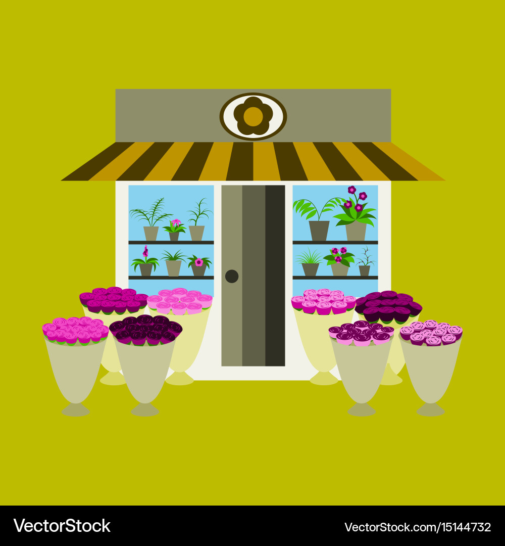 A flower shop with flowers Royalty Free Vector Image
