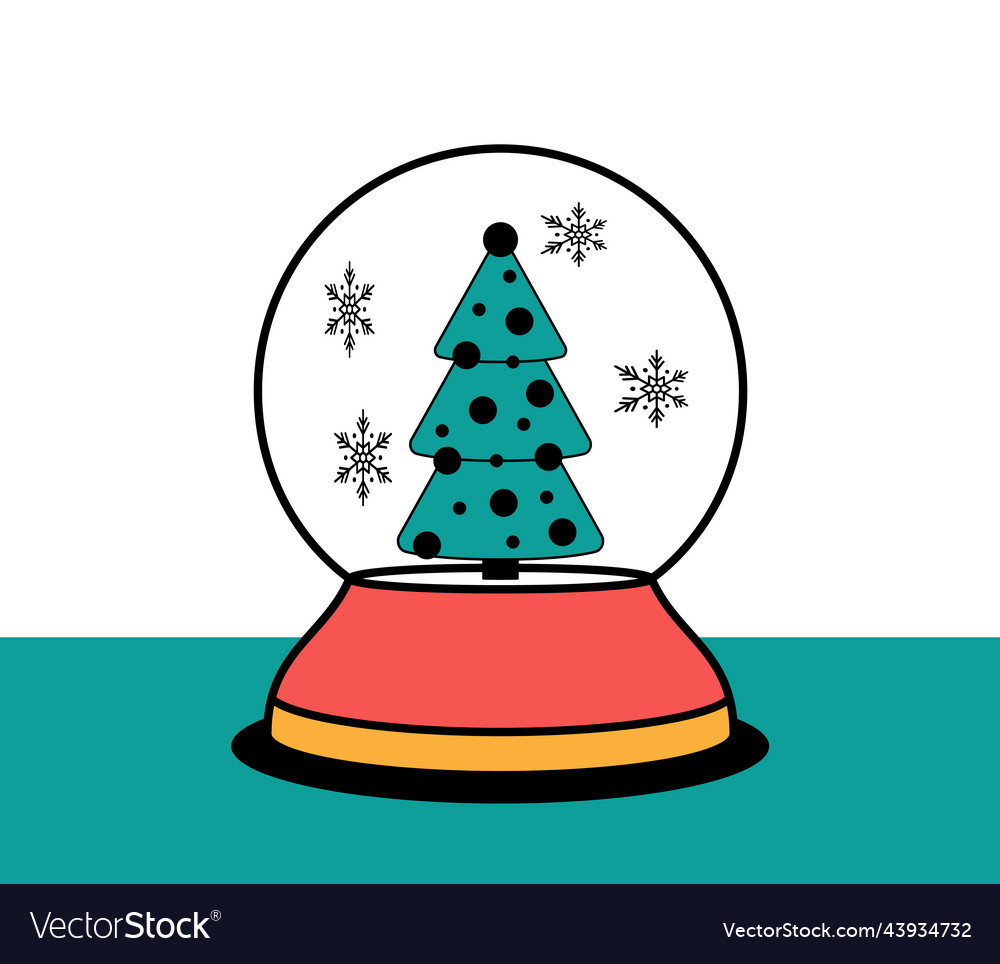 Christmas snowball with tree snow globe isolated Vector Image