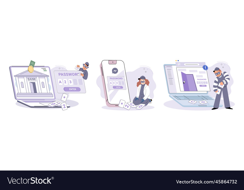 Hacker activity big set hacking computer Vector Image