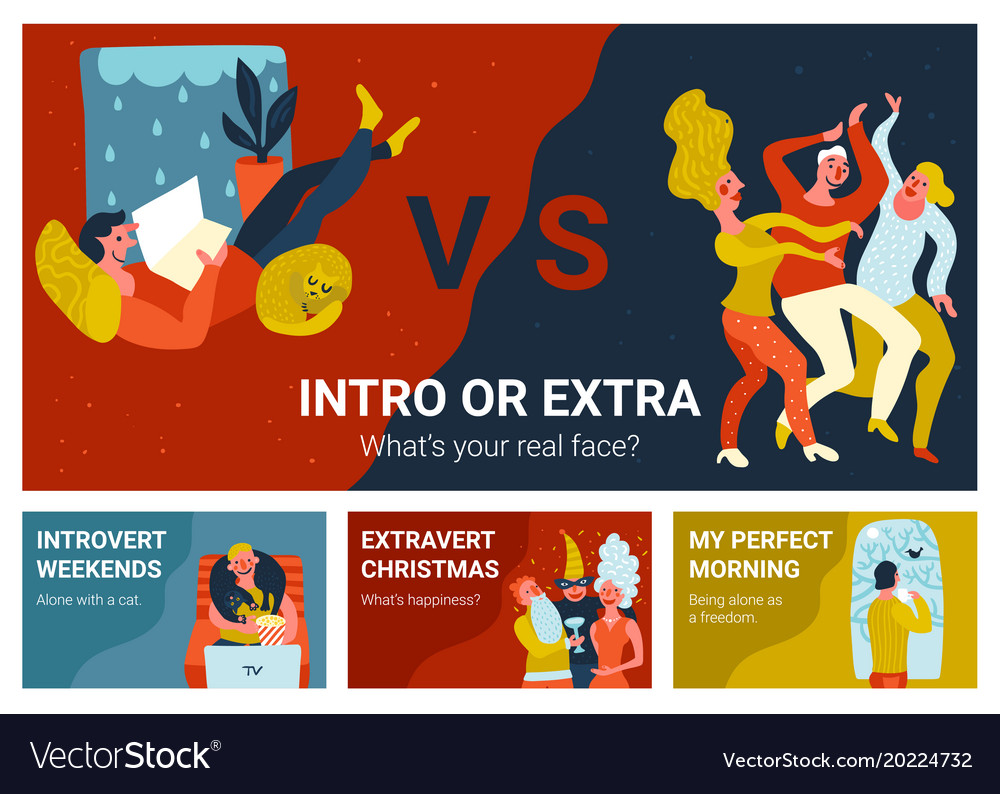 Introvert extravert horizontal banners Royalty Free Vector Introvert extravert horizontal banners Royalty Free Vector