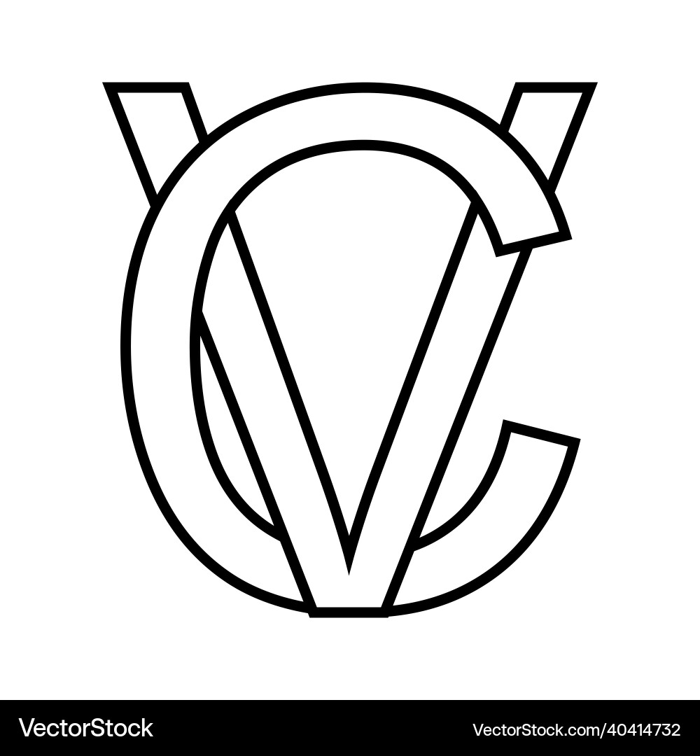 Logo sign vc cv icon interlaced letters c v Vector Image
