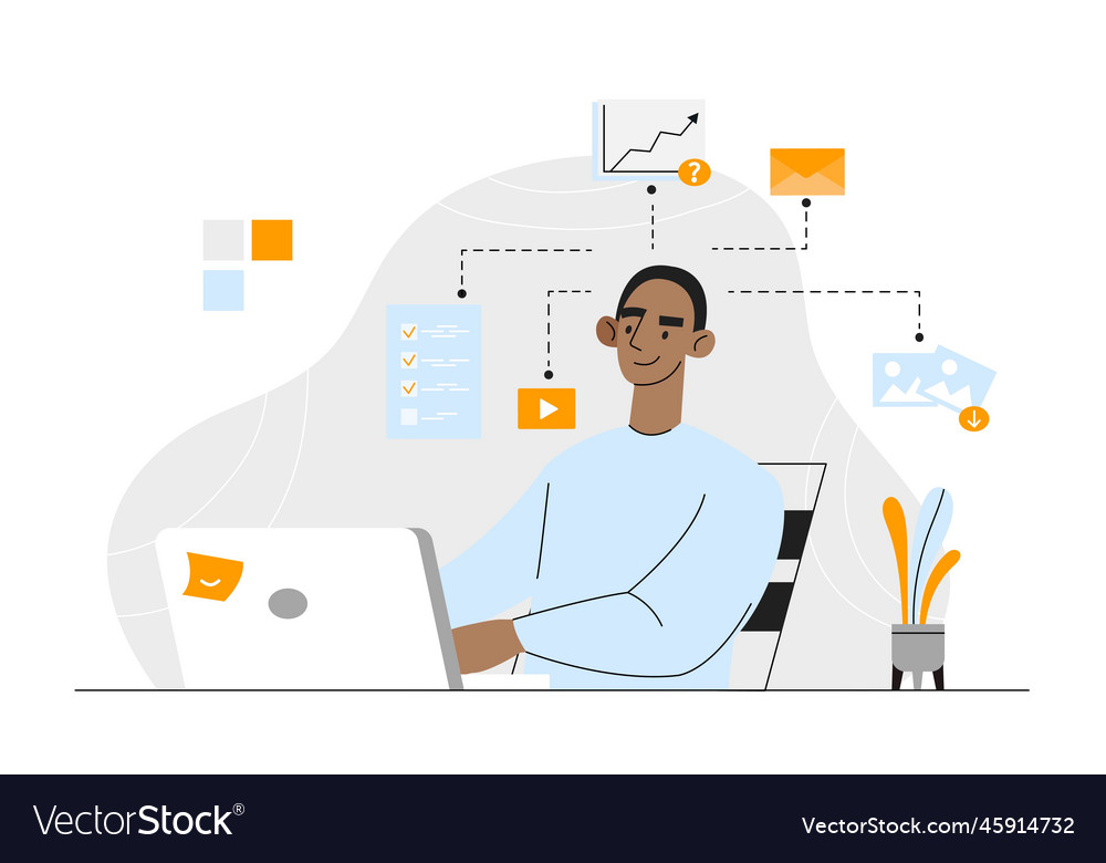 Multitasking man concept Royalty Free Vector Image