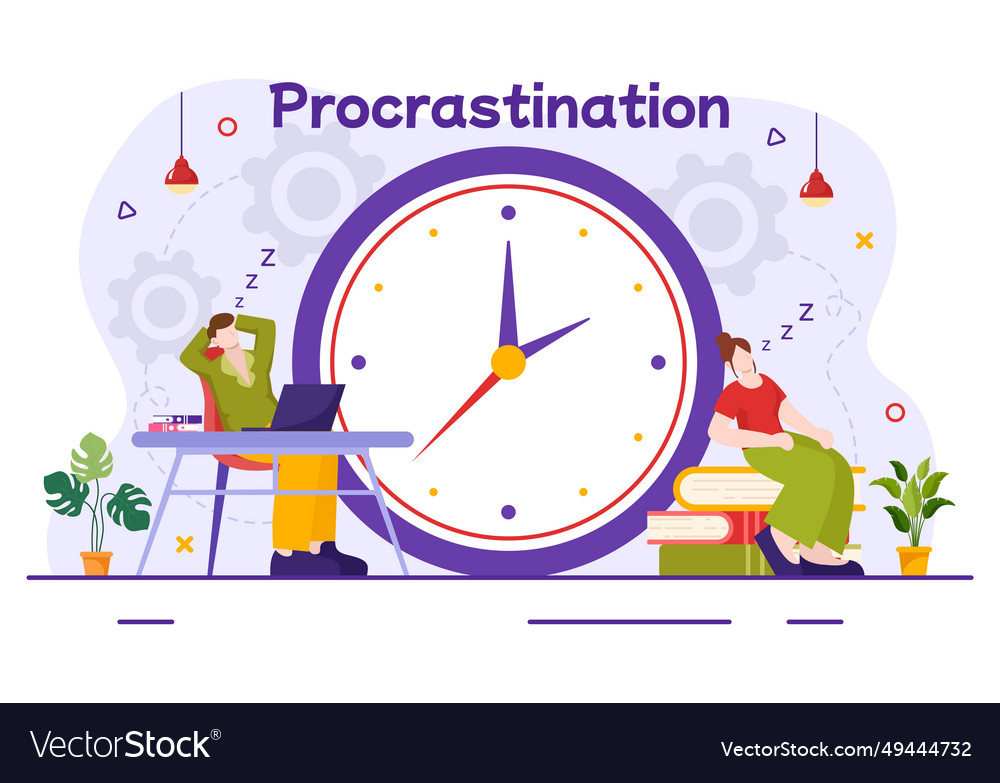 Procrastination with procrastinating lazy Vector Image