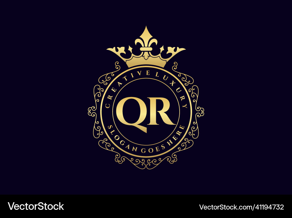 Qr initial letter luxury calligraphic feminine Vector Image