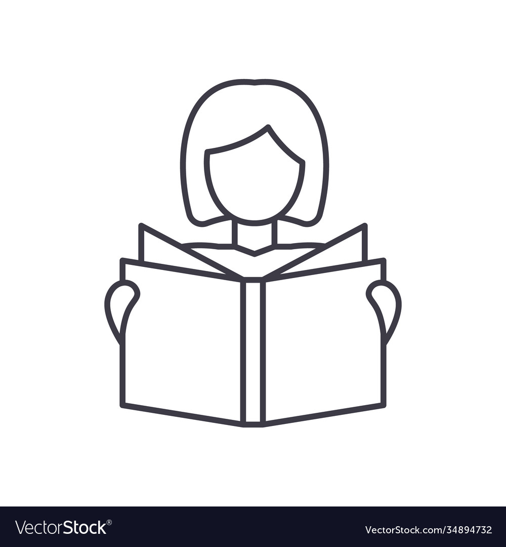 Reading icon linear isolated thin Royalty Free Vector Image