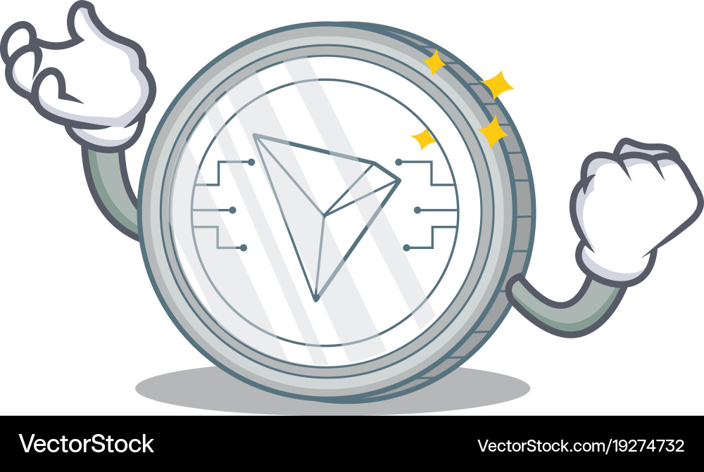 Successful tron coin character cartoon Royalty Free Vector