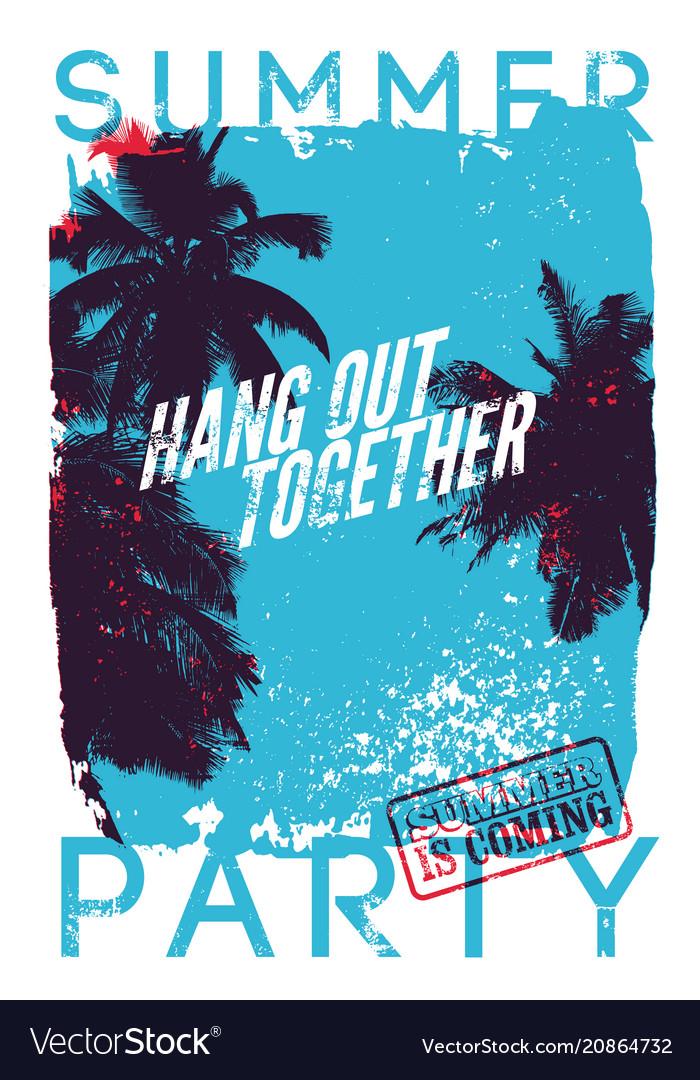 Summer Tropical Party Typographic Vintage Poster Vector Image