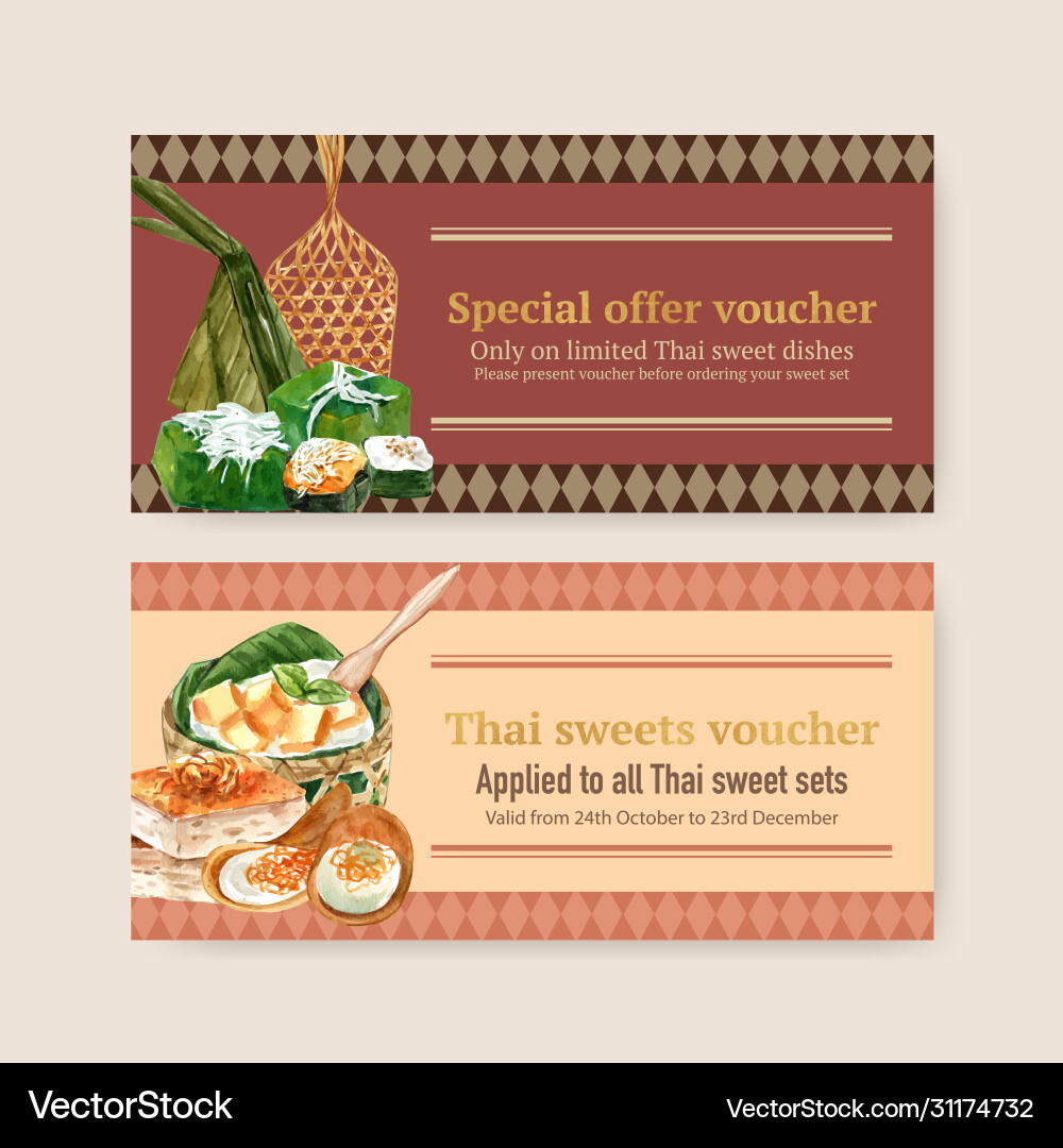 Thai sweet voucher design with thai custard Vector Image