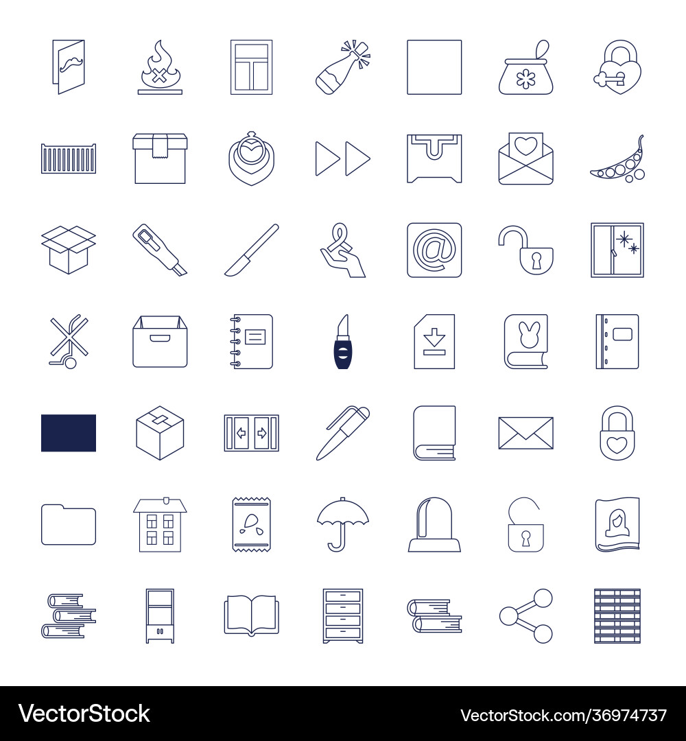 49 open icons Royalty Free Vector Image - VectorStock
