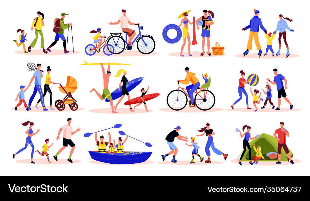 Active family icons collection Royalty Free Vector Image
