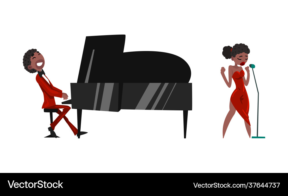 African american musicians singing and playing Vector Image