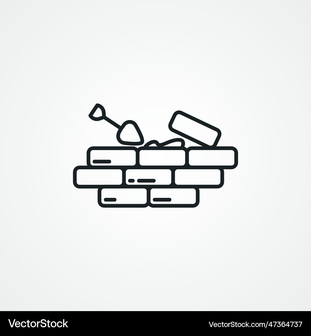 Brick wall line icon building and renovation Vector Image