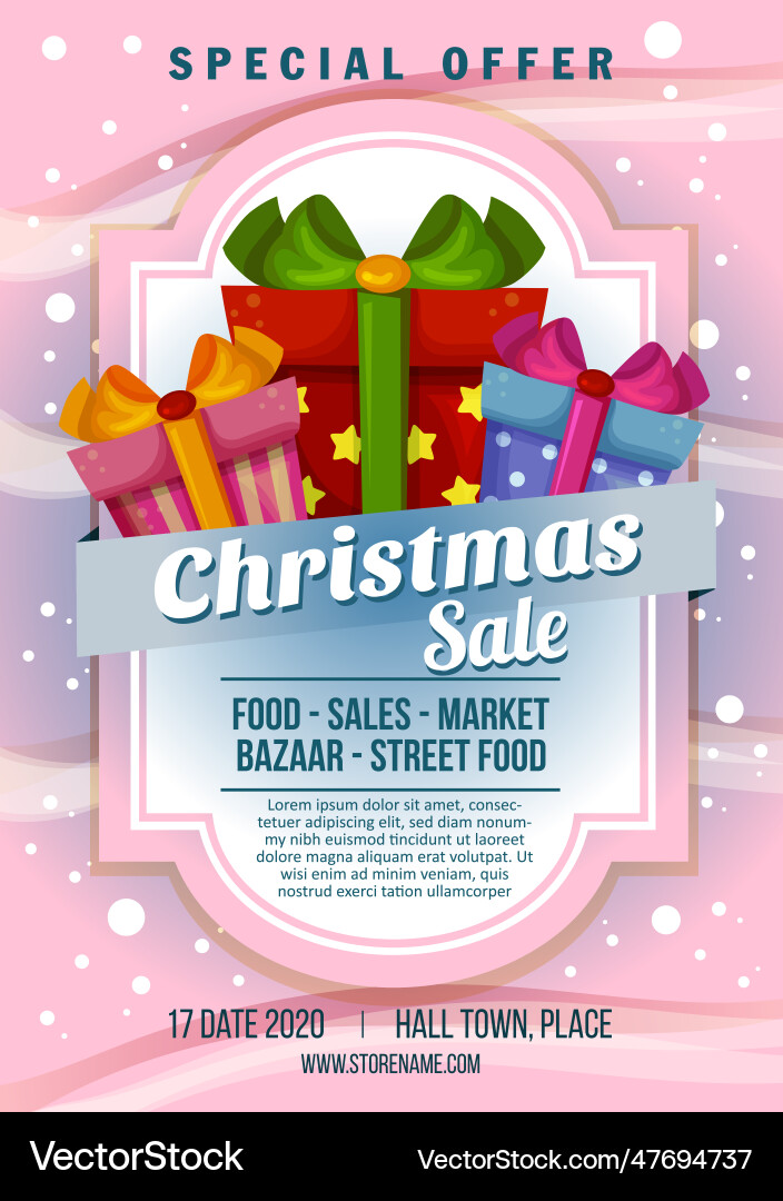 Christmas sales poster snow texture theme gift Vector Image