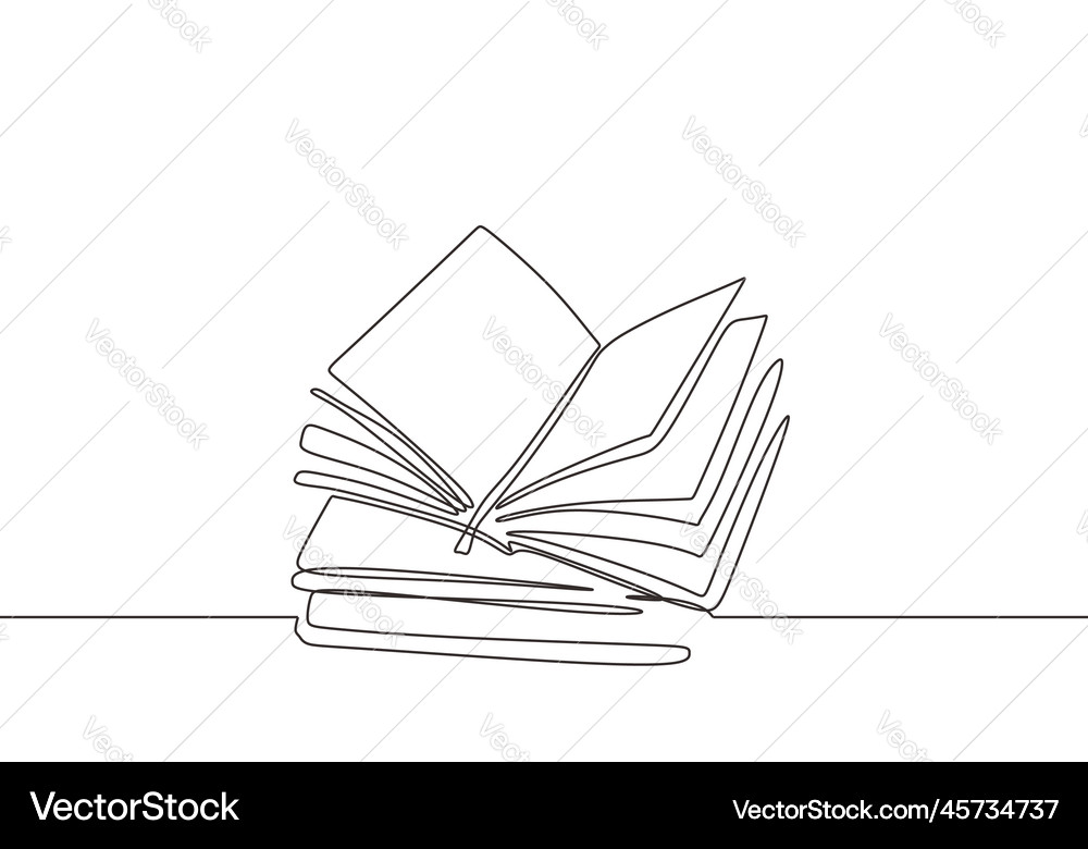 Continuous one line drawing of book education Vector Image