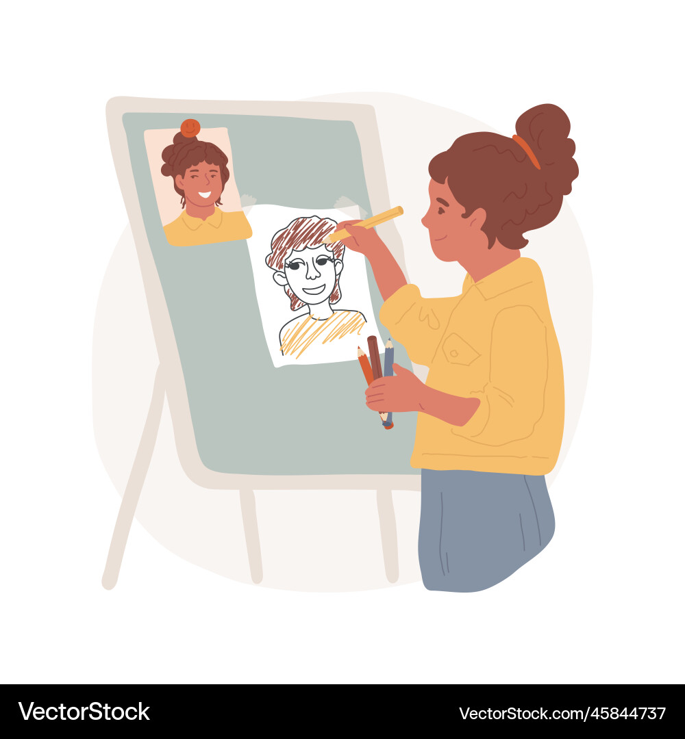 Drawing self-portrait from a picture isolated Vector Image