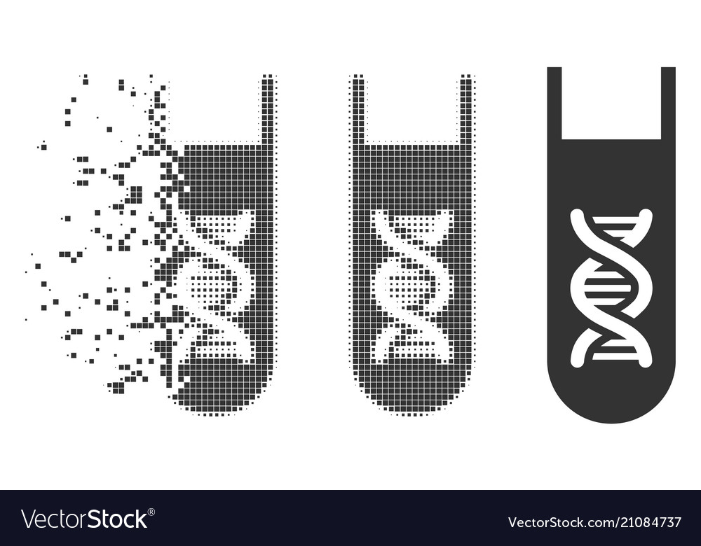 Genetic analysis test-tube moving pixel halftone Vector Image