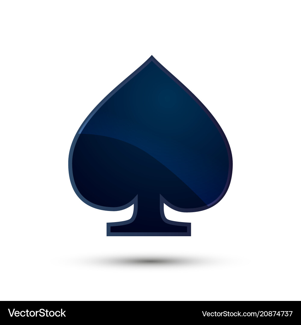 Glossy deep blue spades card suit icon on white Vector Image