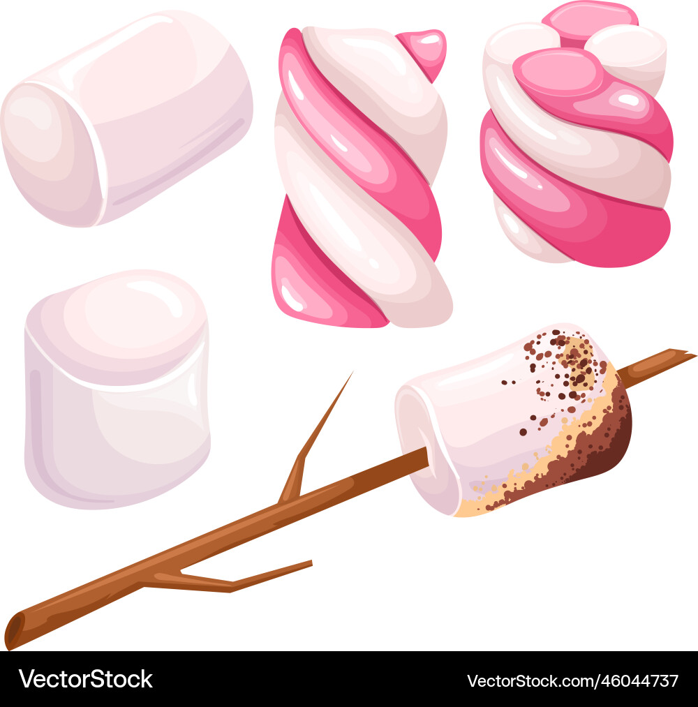 Marshmallow sweet dessert set cartoon Royalty Free Vector
