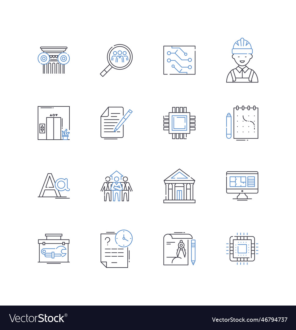 Mathematical software line icons collection Vector Image