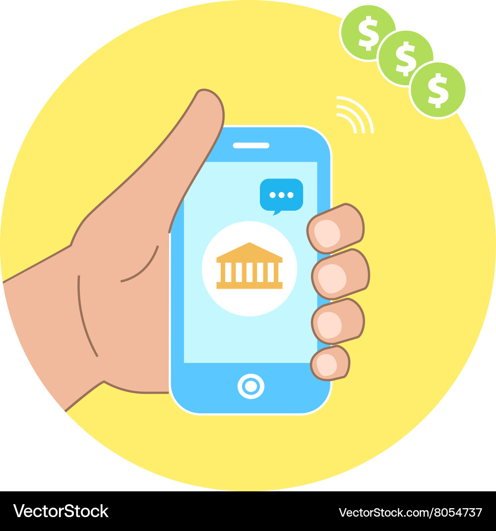 Mobile payment bank hand holding phone Royalty Free Vector