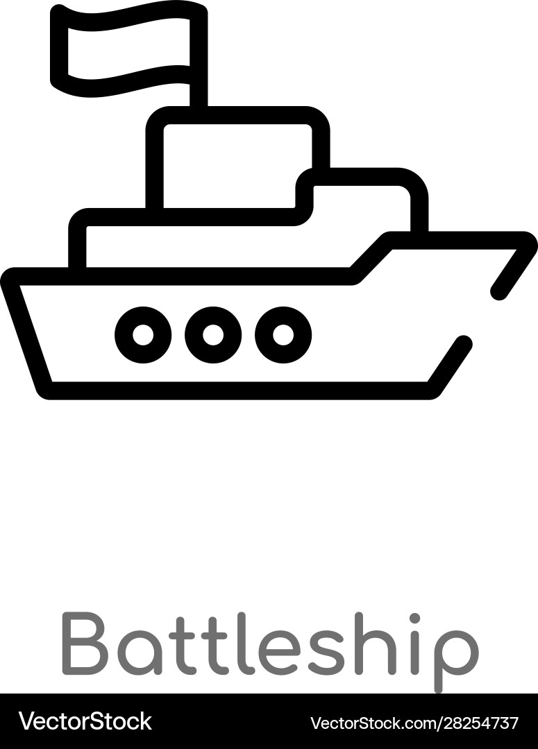 Outline battleship icon isolated black simple Vector Image