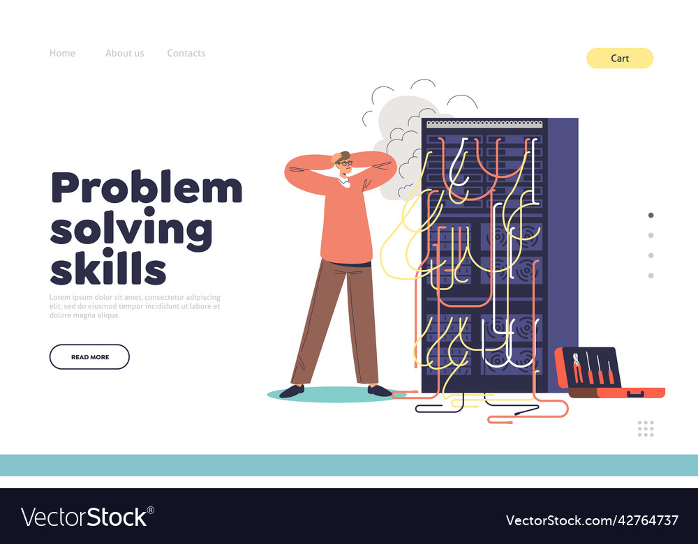 Problem solving skills concept of landing page Vector Image
