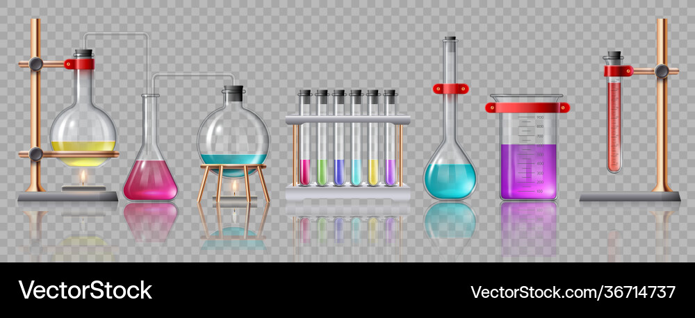 Realistic laboratory equipment glass tubes Vector Image