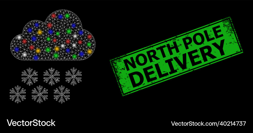 Rubber north pole delivery badge with network snow