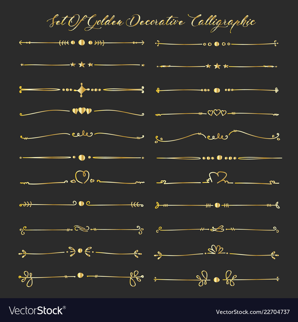 Set of golden decorative calligraphic elements Vector Image Set of golden decorative calligraphic elements Vector Image