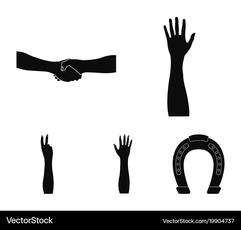 Sign language black icons in set collection Vector Image