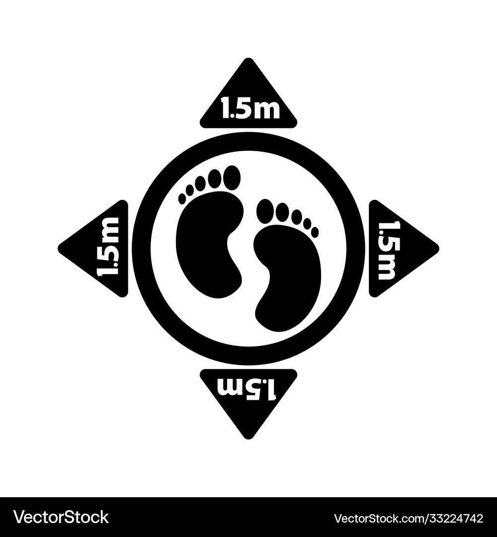 1253 social distancing footprint 15m Royalty Free Vector