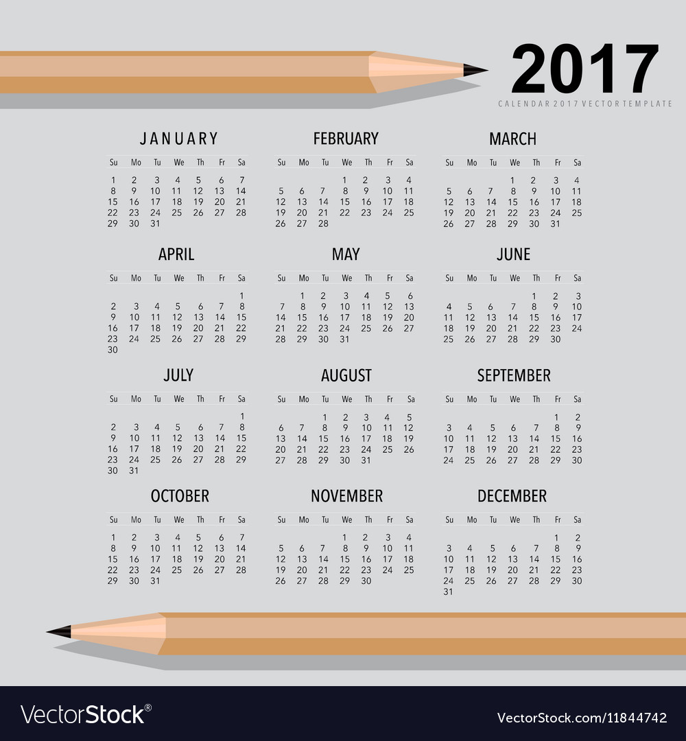 2017 calendar planner design template set of 12 Vector Image