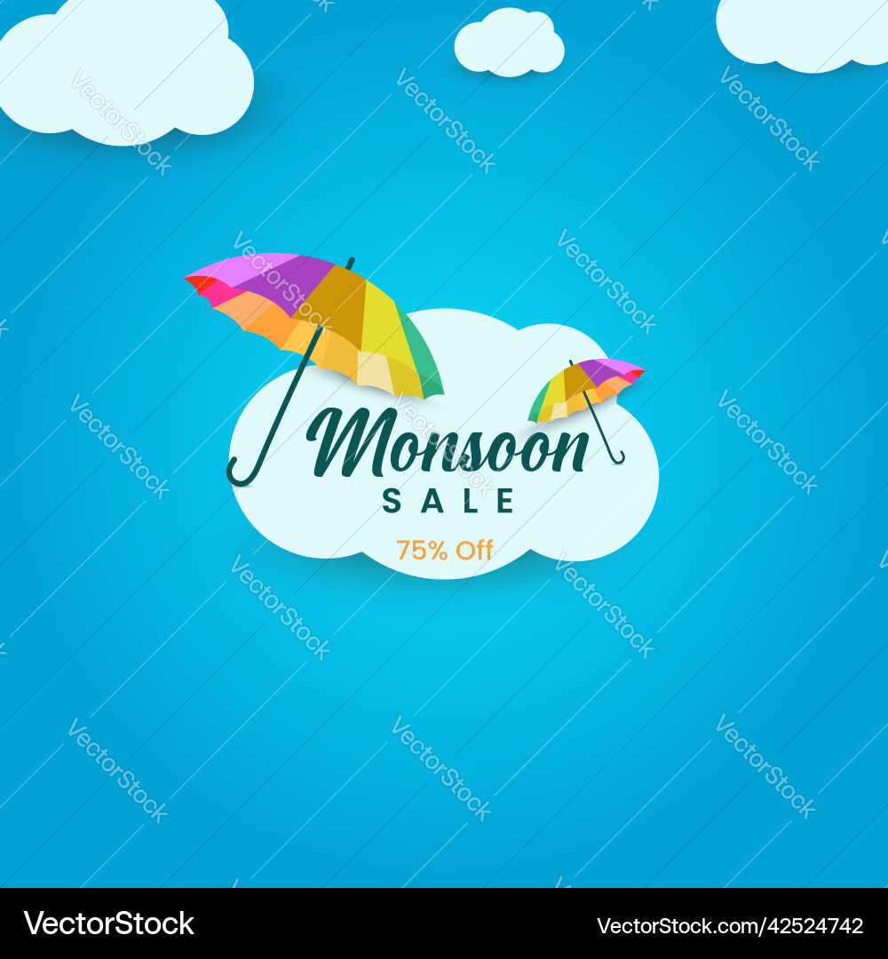 Big monsoon sale poster background design Vector Image