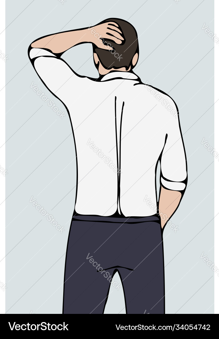 Business man back with hand on head Royalty Free Vector