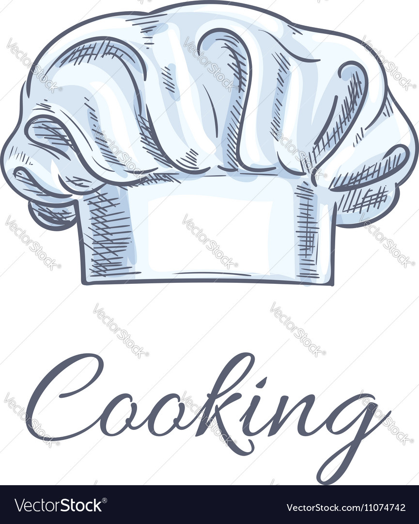 Chef hat or baker toque isolated sketch Royalty Free Vector