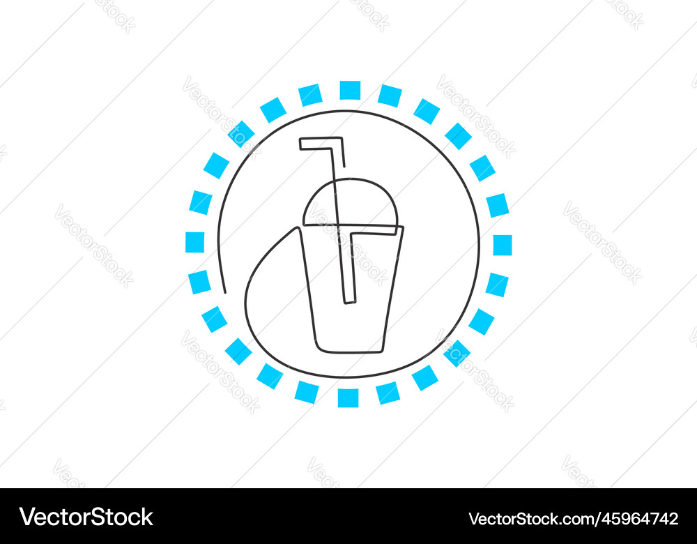 Continuous single line drawing of fresh ice drink Vector Image
