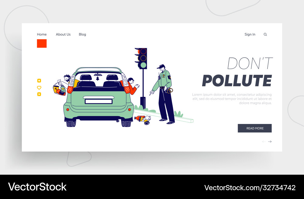 Environment pollution landing page template male Vector Image