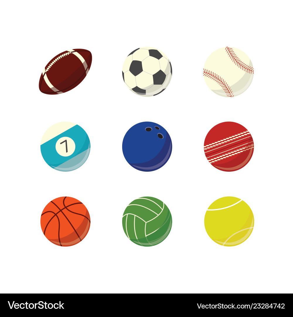 Game sport balls simple icon set Royalty Free Vector Image