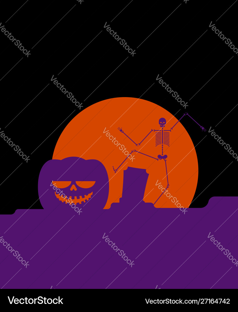 Halloween background horror cemetery and moon Vector Image