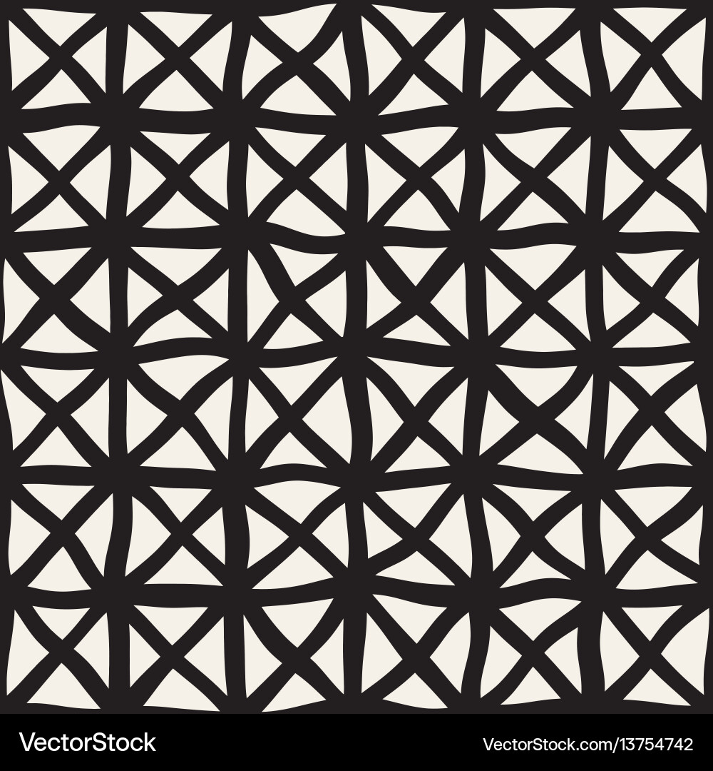 Hand drawn line lattice seamless black Royalty Free Vector