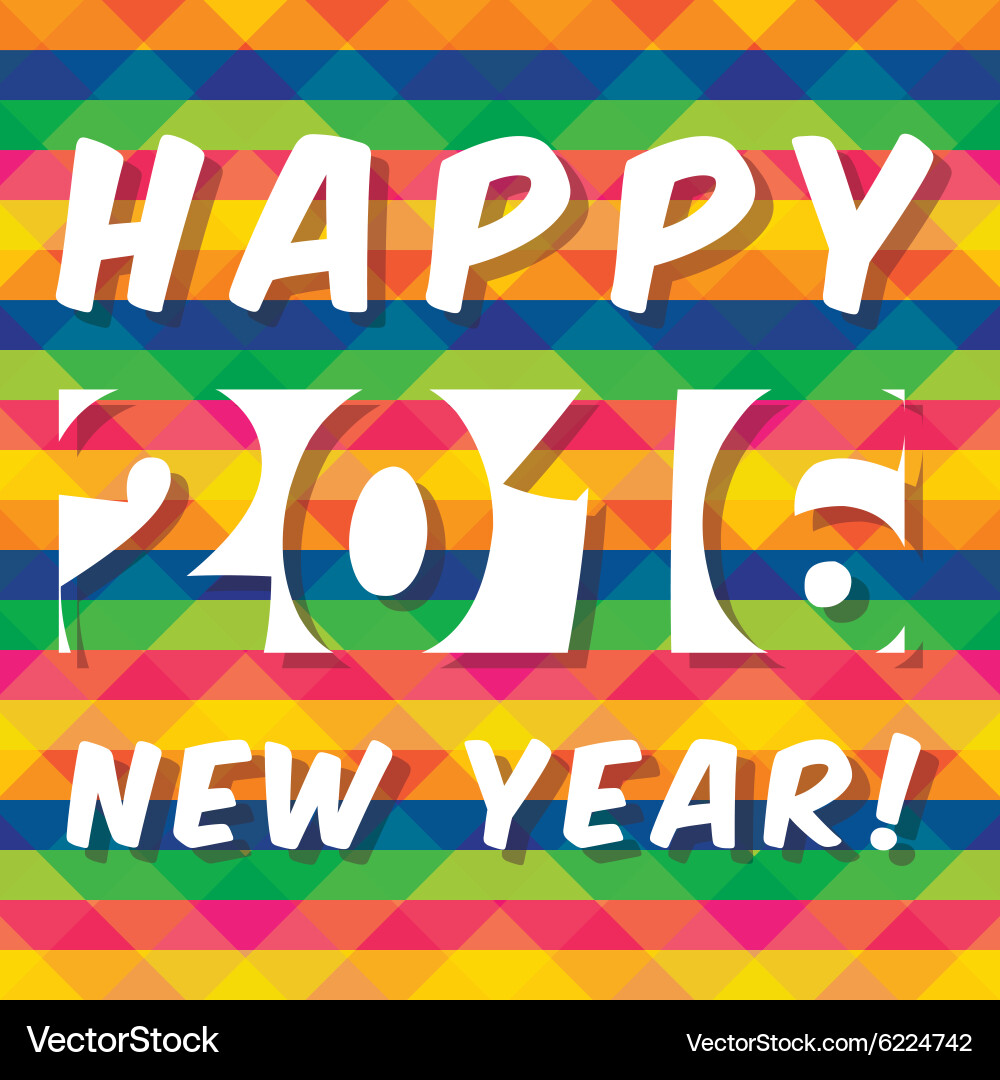 Happy new year colorful card Royalty Free Vector Image