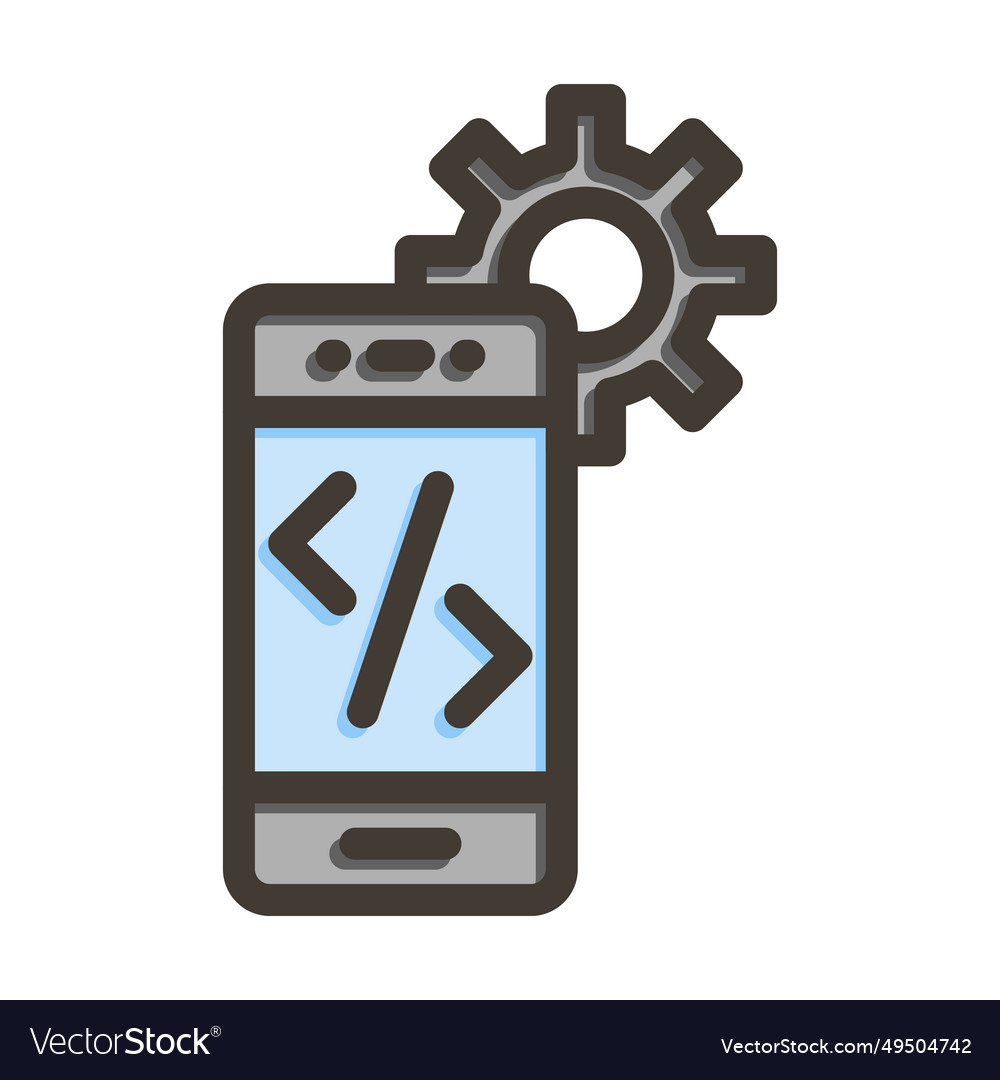 Mobile development thick line filled colors icon Vector Image