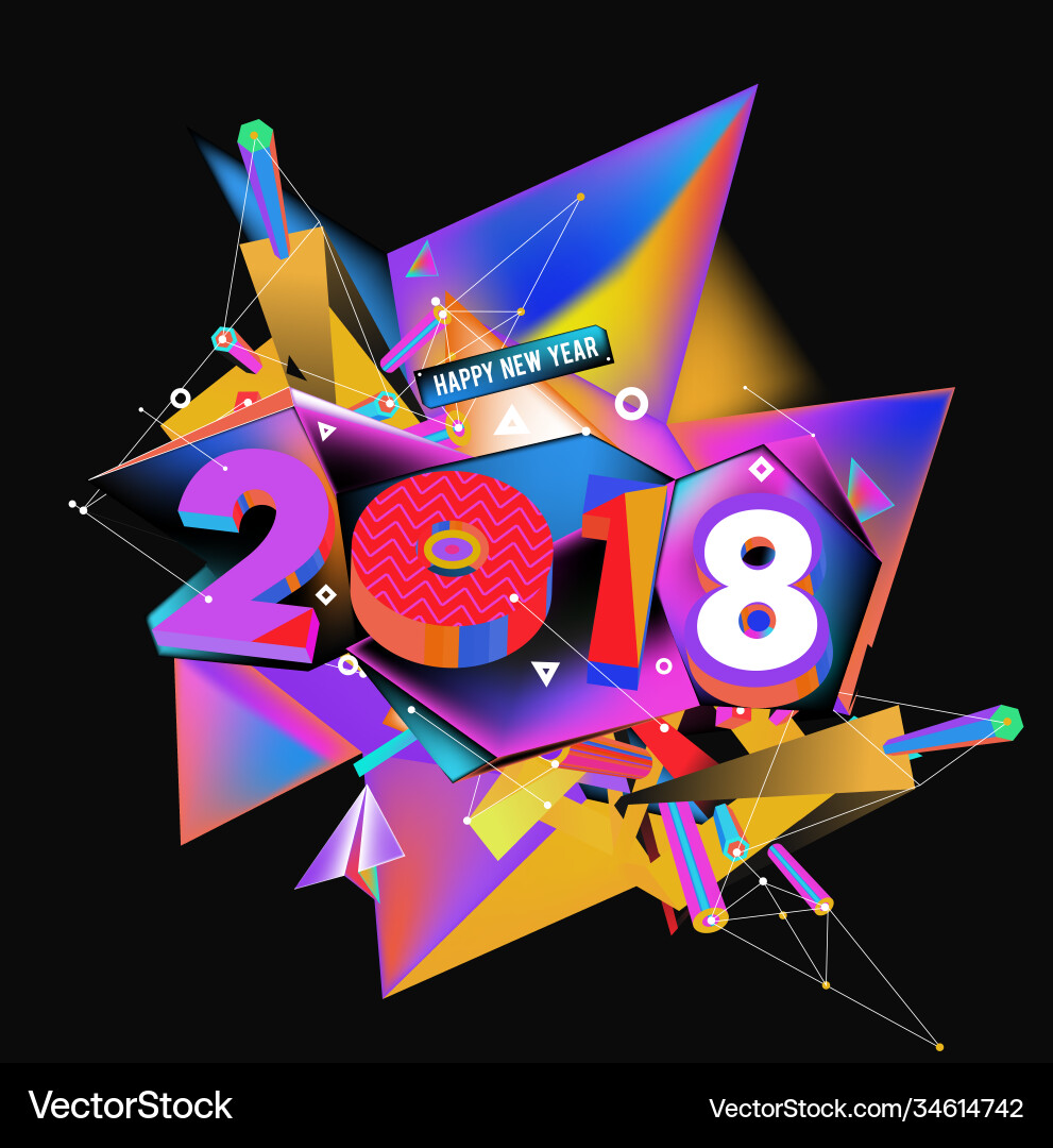 New year 2018 colorful design Royalty Free Vector Image
