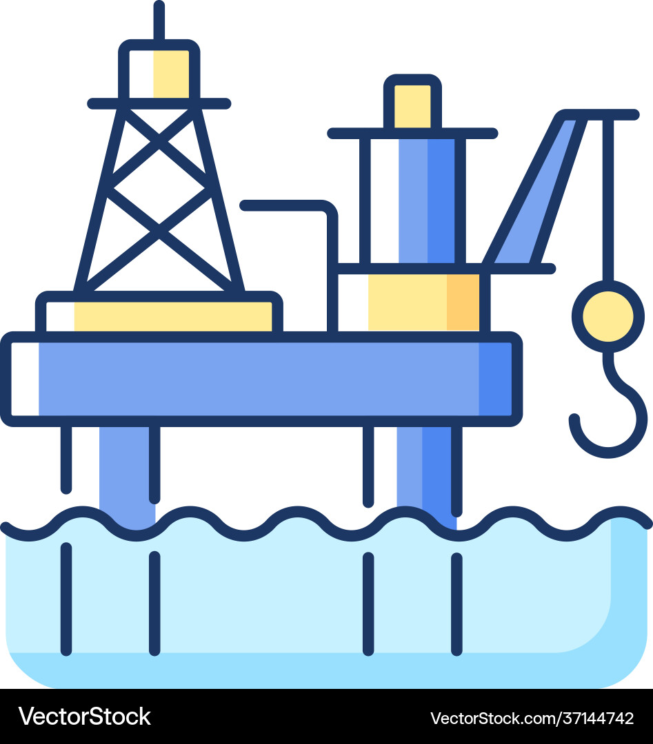 Offshore oil platform rgb color icon Royalty Free Vector