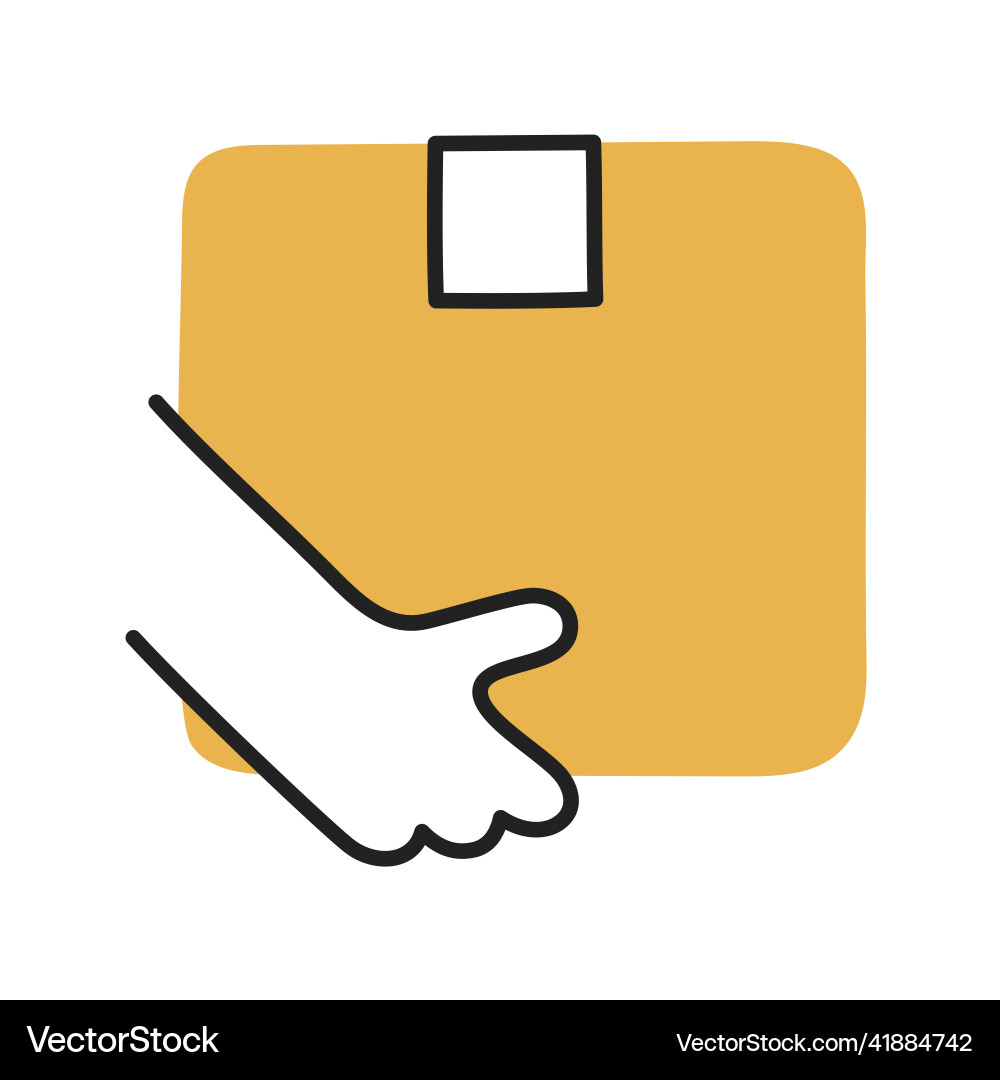 Parcel hand drawn doodle shopping icon Royalty Free Vector
