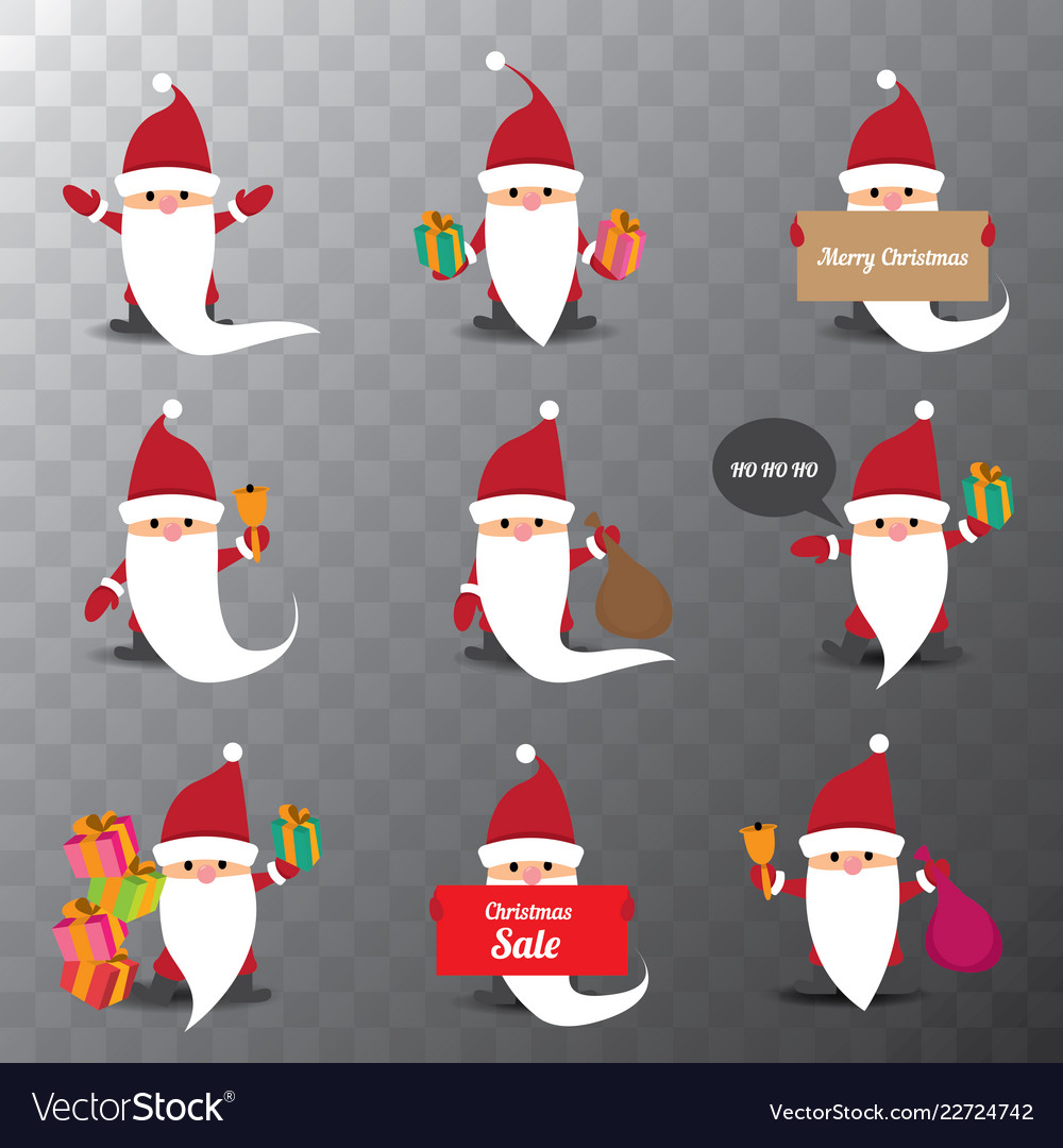 Set of christmas cartoon santa claus isolated Vector Image