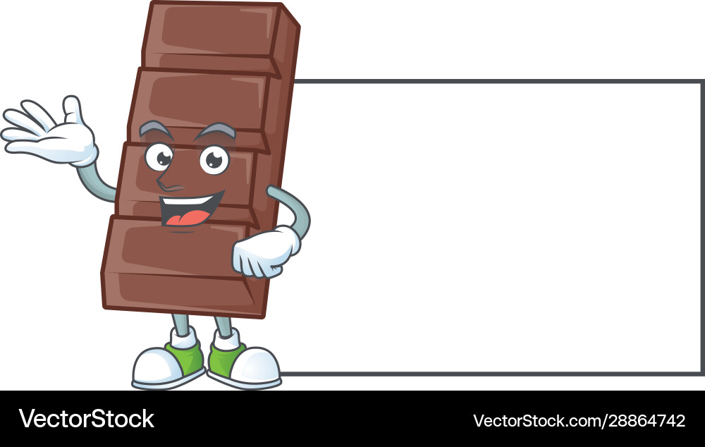 Smiley chocolate bar with whiteboard cartoon Vector Image