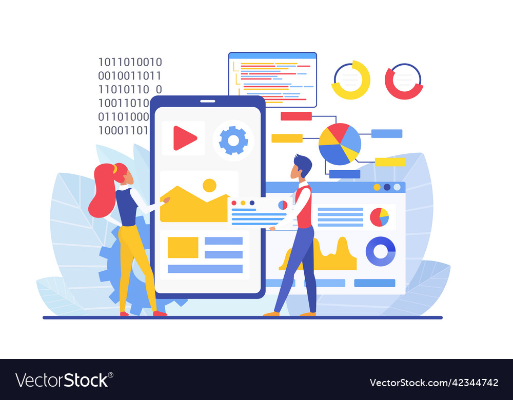 Website building and optimization process Vector Image