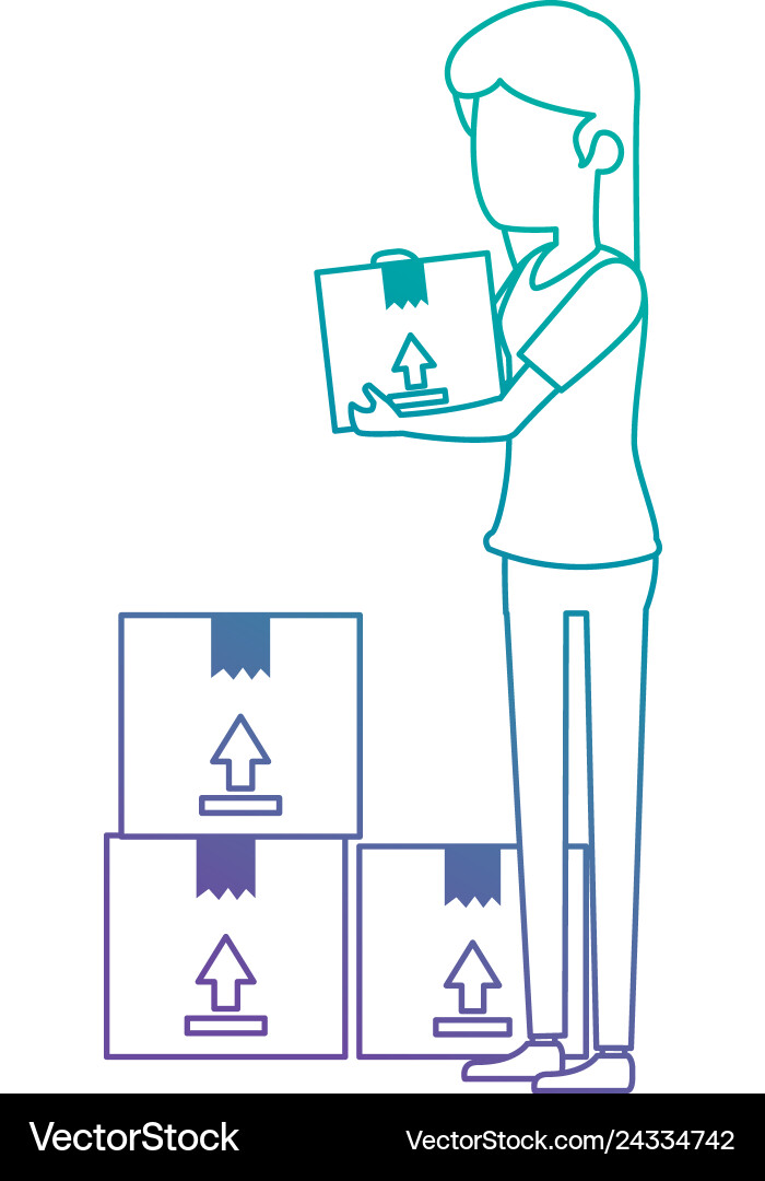 Woman receiving merchandise with boxes Royalty Free Vector