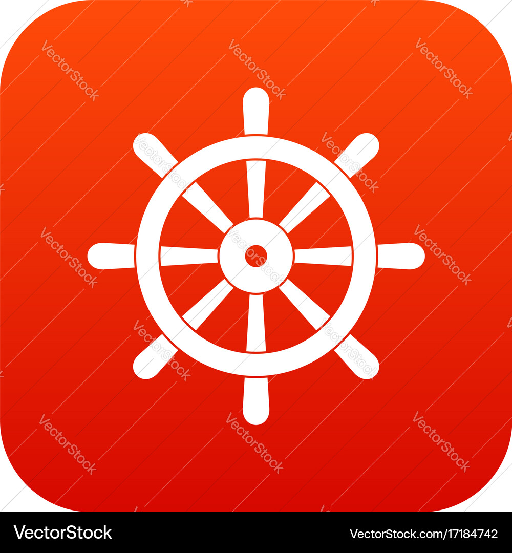 Wooden ship wheel icon digital red Royalty Free Vector Image